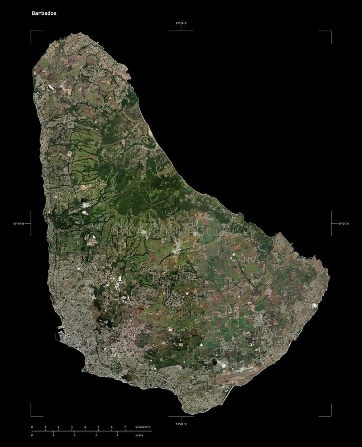 Barbados Shape on Black. High-res Satellite Stock Illustration ...