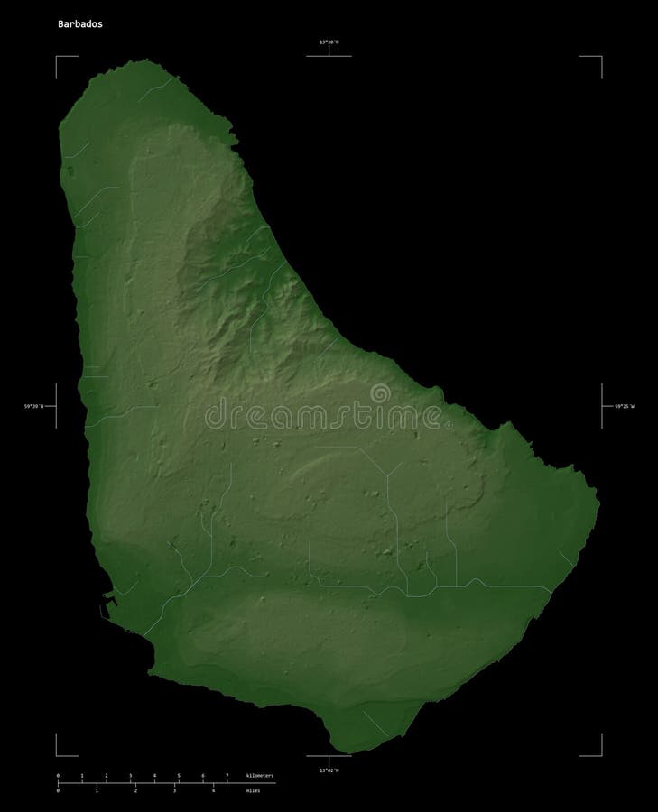 Barbados Shape on Black. Pale Stock Illustration - Illustration of ...