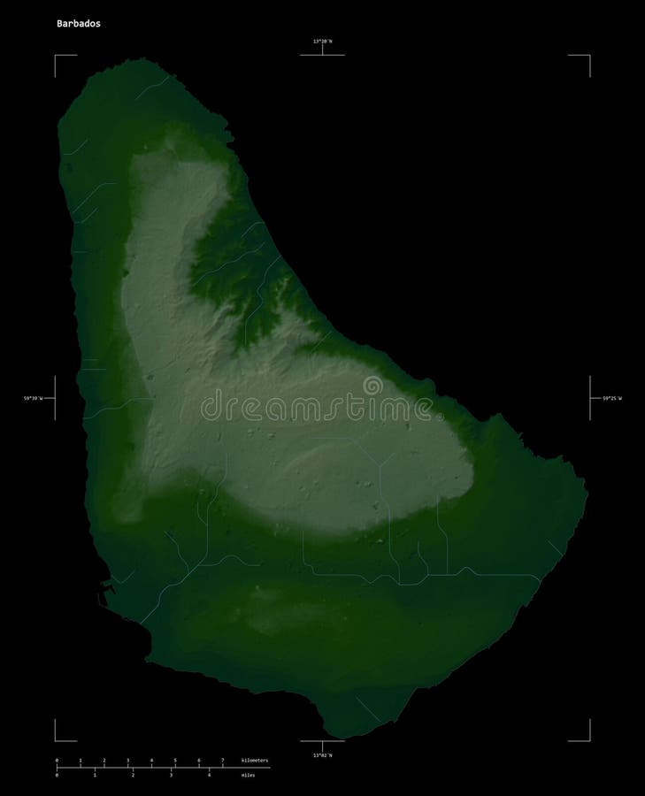 Barbados Shape on Black. Physical Stock Illustration - Illustration of ...