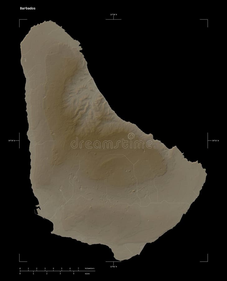Barbados Shape on Black. Sepia Stock Illustration - Illustration of ...