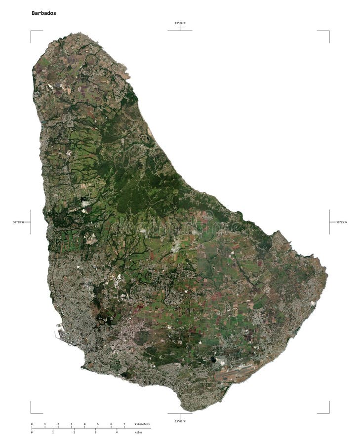 Barbados Shape on White. High-res Satellite Stock Illustration ...