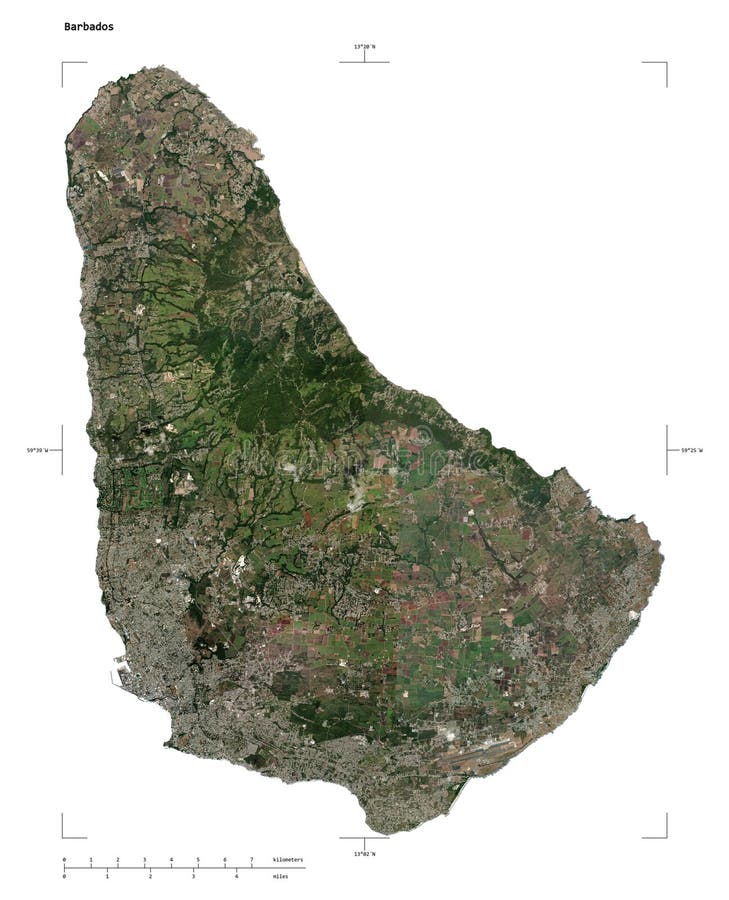 Barbados Shape on White. Low-res Satellite Stock Illustration ...