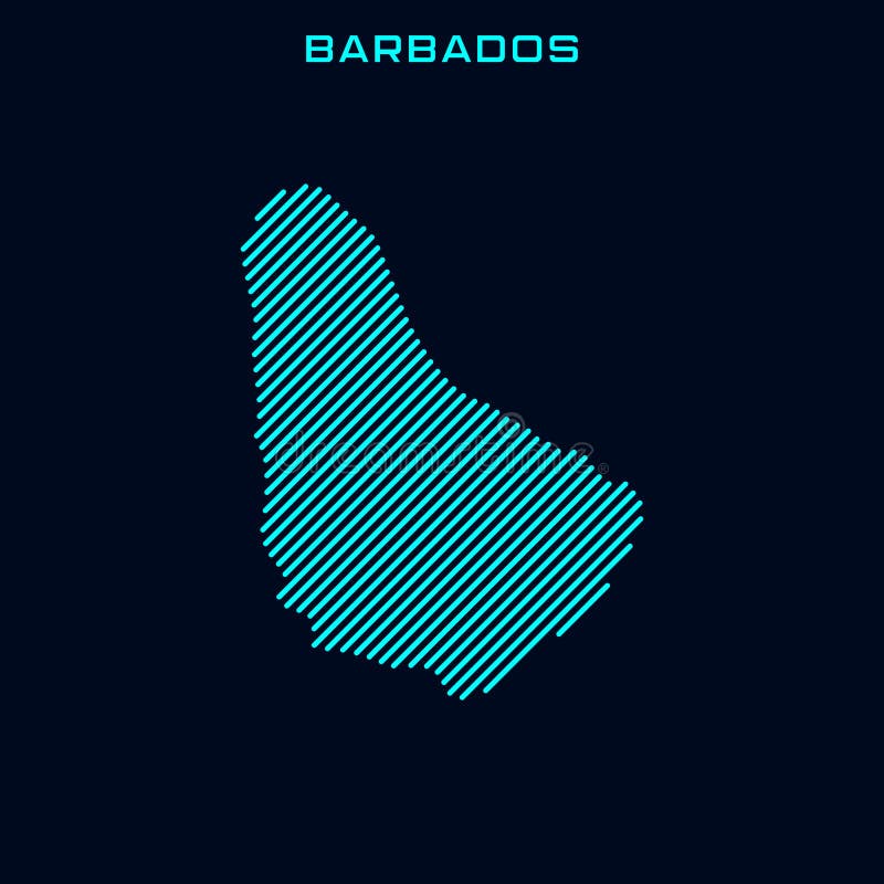 Barbados Striped Map Vector Design Template with Blue Background. Stock ...