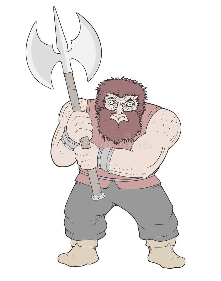 Barbarian man with big axe stock illustration. Illustration of viking ...