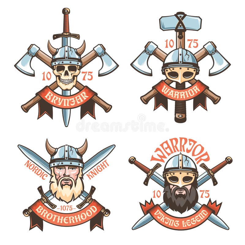 Barbarian Warrior Retro Logos Stock Vector - Illustration of design ...