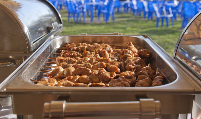 Barbecue catering stock photo. Image of dish, steel, shashlik - 17803142