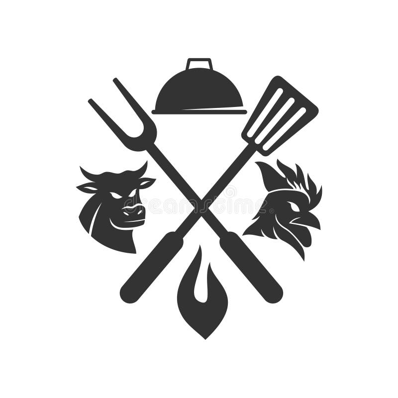 Barbecue Beef Roast Logo Template Vector Badge Design Isolated Stock ...