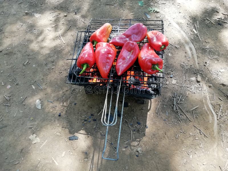Barbecue with Chili Red Pepper Stock Image - Image of chili, vegetable ...