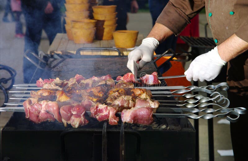 Barbecue cooked on fire stock photo. Image of cooking - 53432870