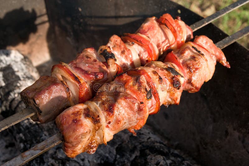 Barbecue Cooking Meat and Barbecue on the Grill for Food Stock Photo ...
