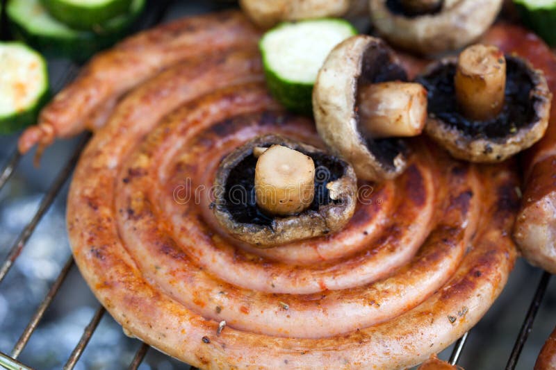 Barbecue with Delicious Grilled Meat Stock Photo - Image of savoury ...