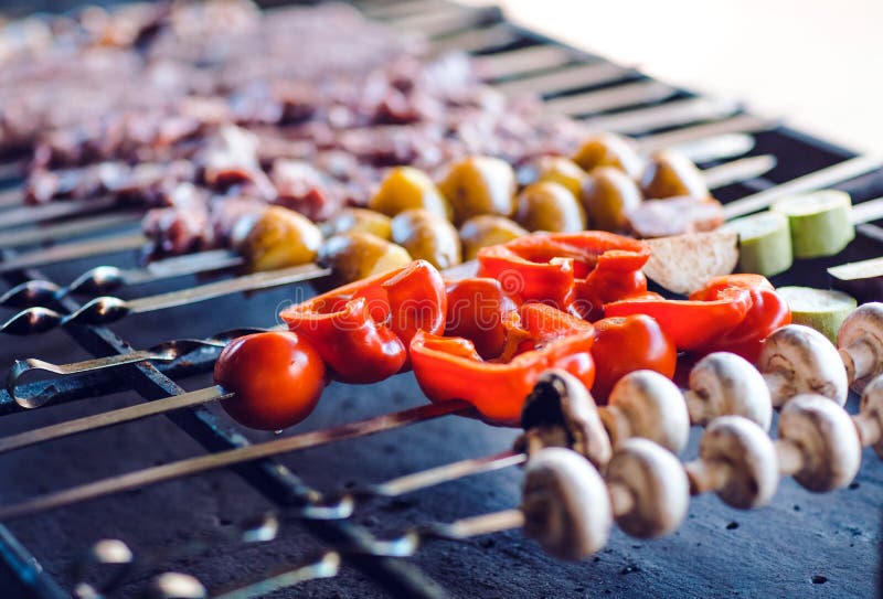 Barbecue from Different Types of Meat in the Restaurant on the ...