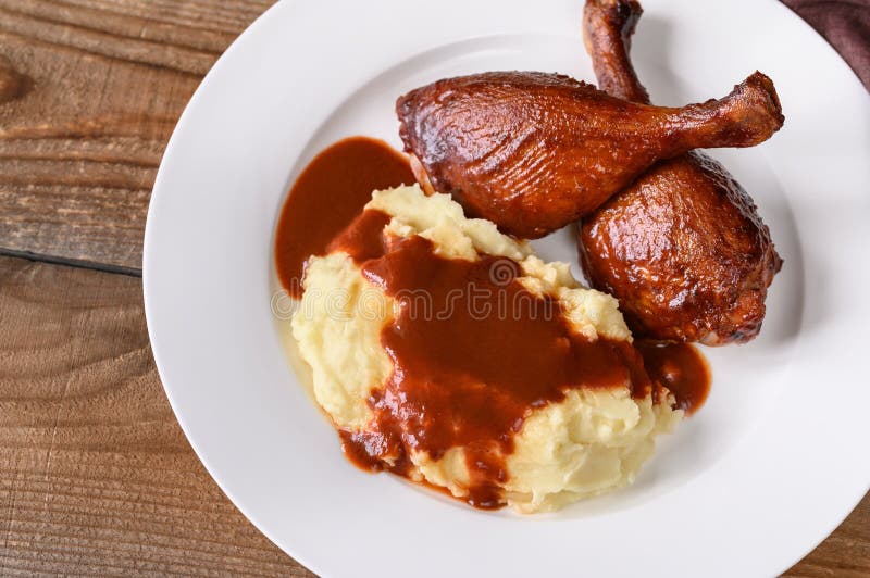 Barbecue Duck Legs with Mashed Potato Stock Image - Image of marinated ...
