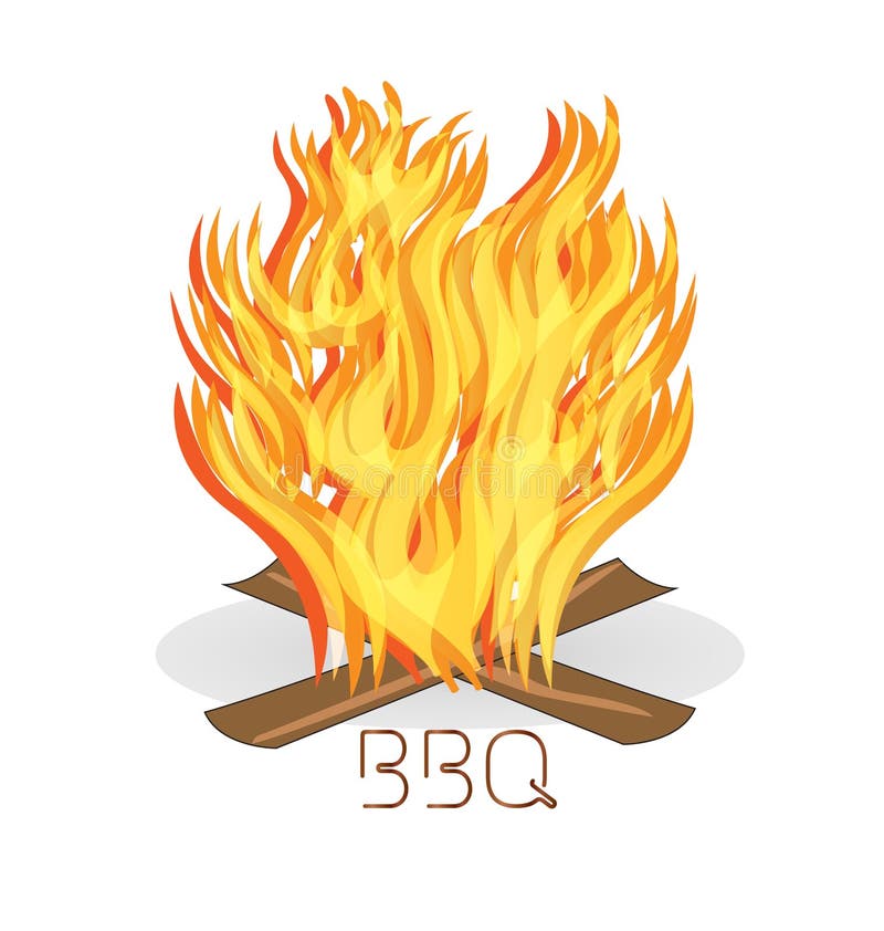 Barbecue Symbol With Flames Stock Vector - Illustration of beef ...
