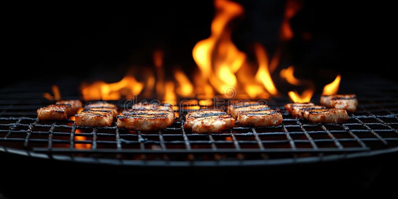 Barbecue Fire Grill with Cookout Food Stock Photo - Image of ribs ...