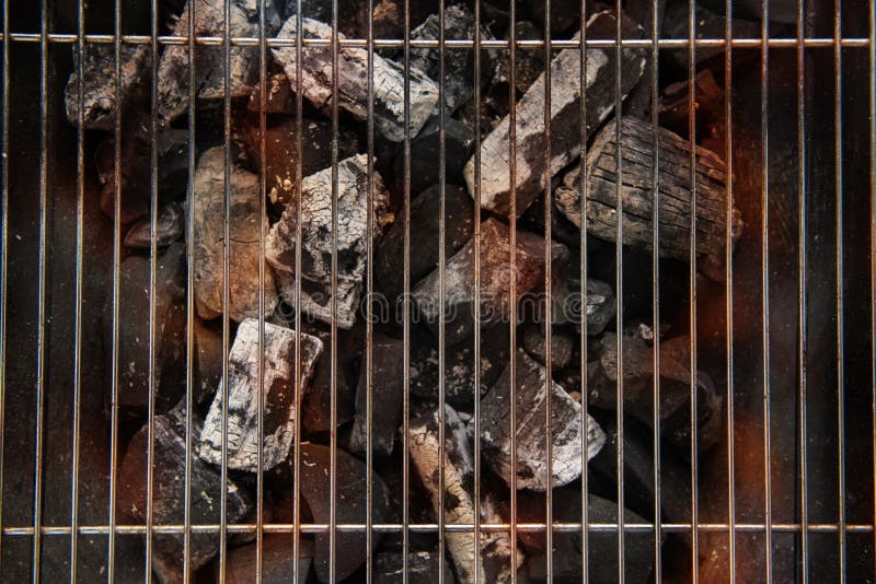 Barbecue Fire Grill Top View, on Black Background. Stock Image - Image ...