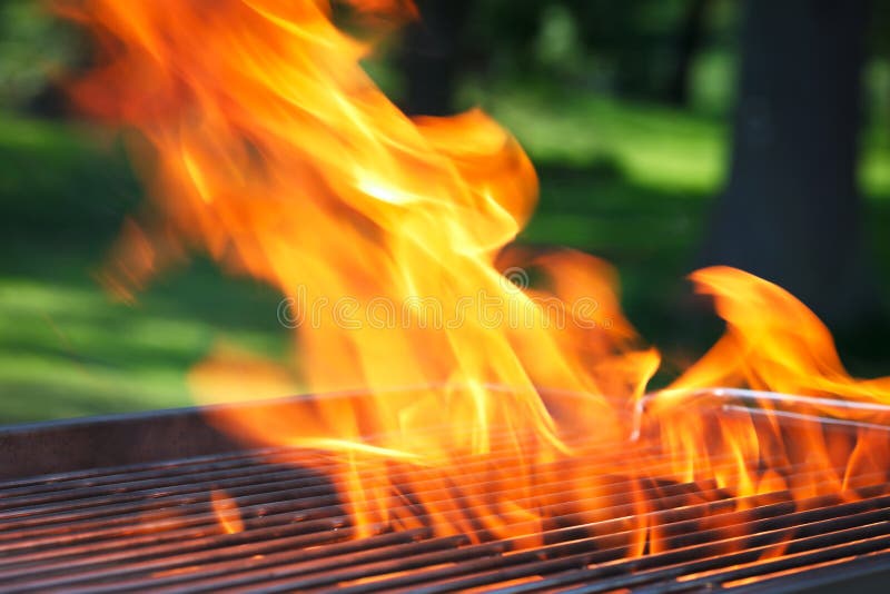 Barbecue with Flames and Copy Space Stock Image - Image of blank ...