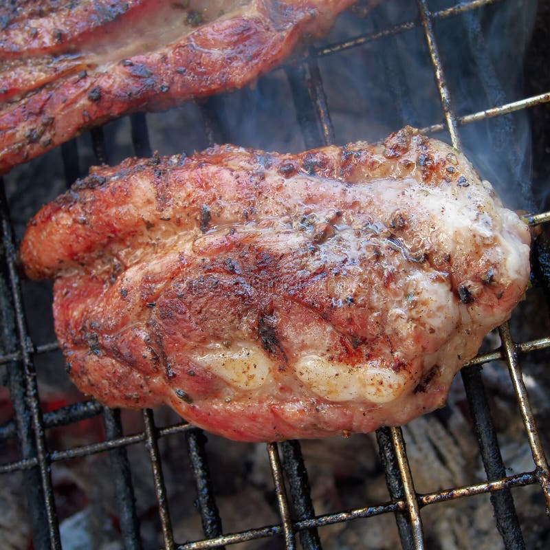 Barbecue Food on Coal Fire, Chicken Stock Image - Image of cook, lunch ...