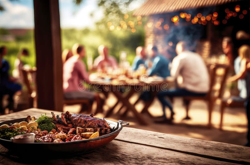 Barbecue Food is Fried Meat for People. Stock Illustration ...