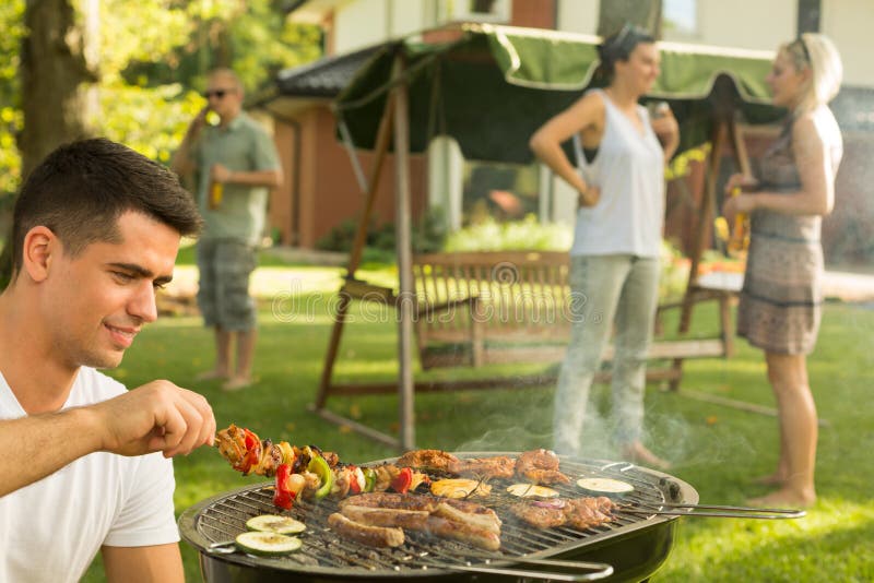 Barbecue with friends stock photo. Image of cooking, shashlik - 72967676