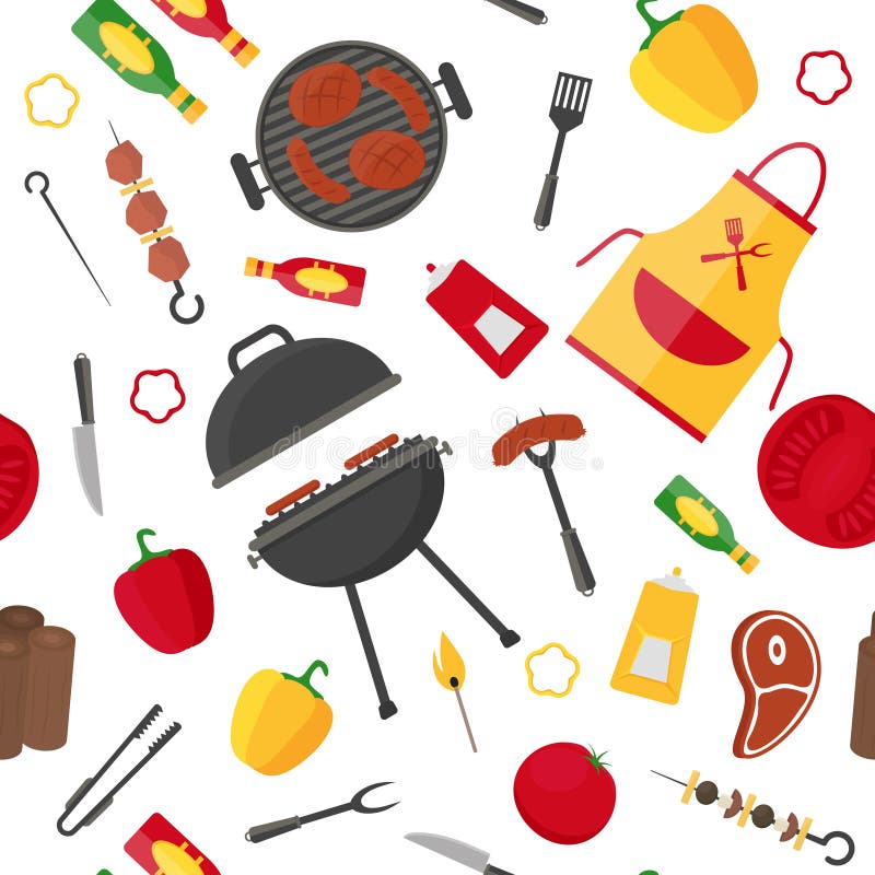 Barbecue and Grill Background Pattern. Vector Stock Vector ...