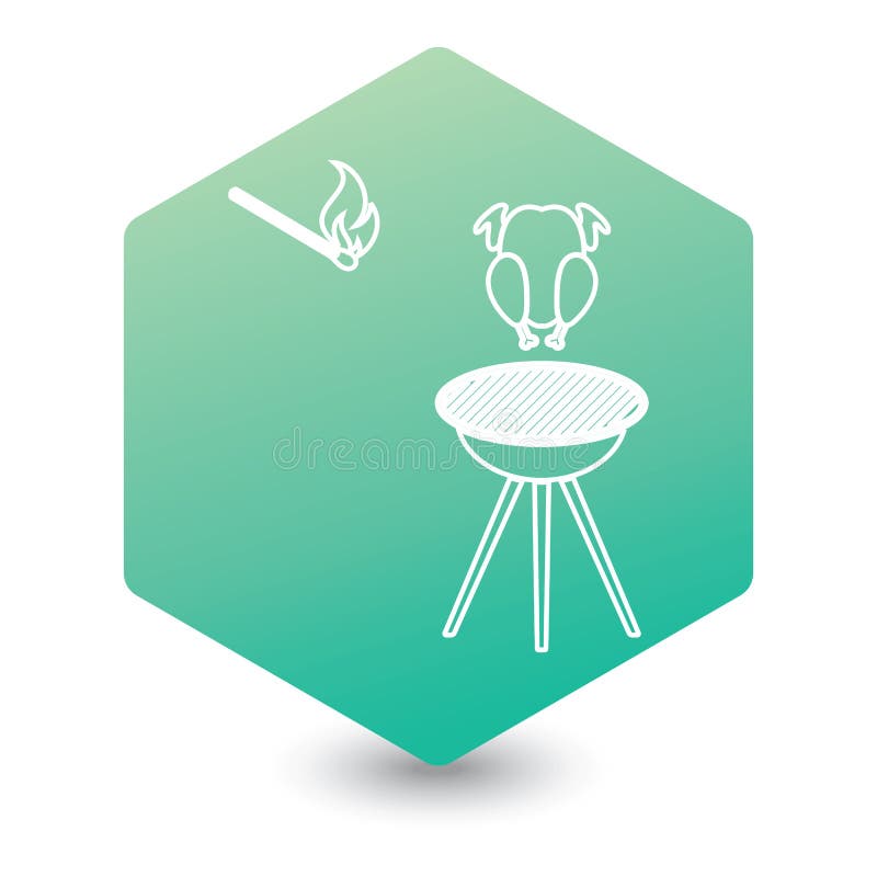 Barbecue Grill with Chicken Icon Stock Vector - Illustration of brazier ...