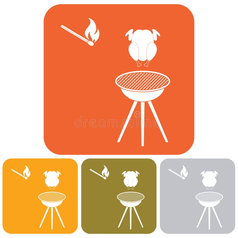 Barbecue Grill with Chicken Icon Stock Vector - Illustration of dutch ...
