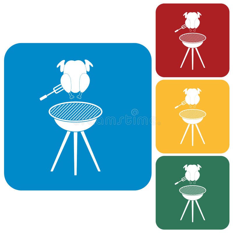 Barbecue Grill with Chicken Icon Stock Vector - Illustration of dish ...