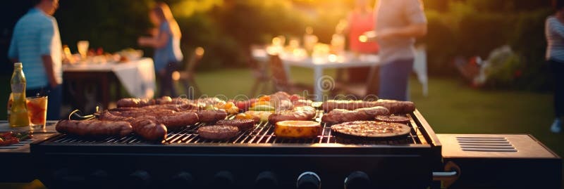 Barbecue Grill, Close Up of Vegetables and Beef Cooking on Barbecue ...