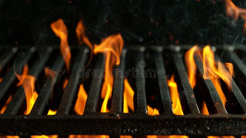 Barbecue Grill with Fire Flames Stock Photo - Image of grid, flaming ...