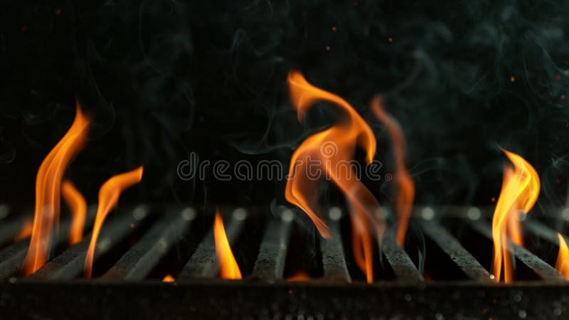 Barbecue Grill with Fire Flames Stock Image - Image of roast, broil ...