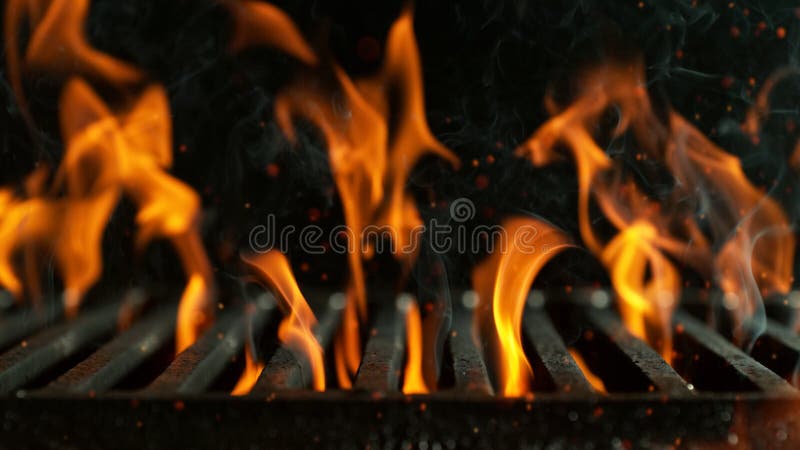 Barbecue Grill with Fire Flames Stock Photo - Image of barbecue, fire ...