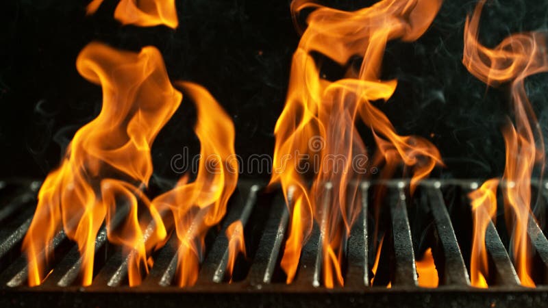 Barbecue Grill with Fire Flames Stock Image - Image of grid, blank ...