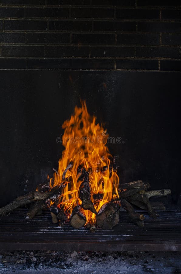 Barbecue Grill with Fire stock image. Image of meat - 257158253