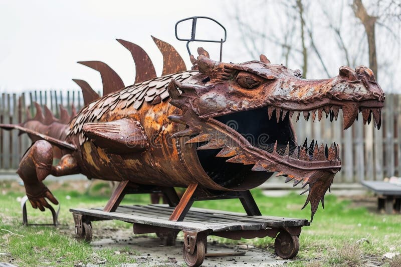 A Barbecue Grill in Form of a Dragon Stock Illustration - Illustration ...