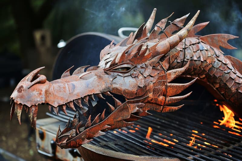 A Barbecue Grill in Form of a Dragon Stock Illustration - Illustration ...