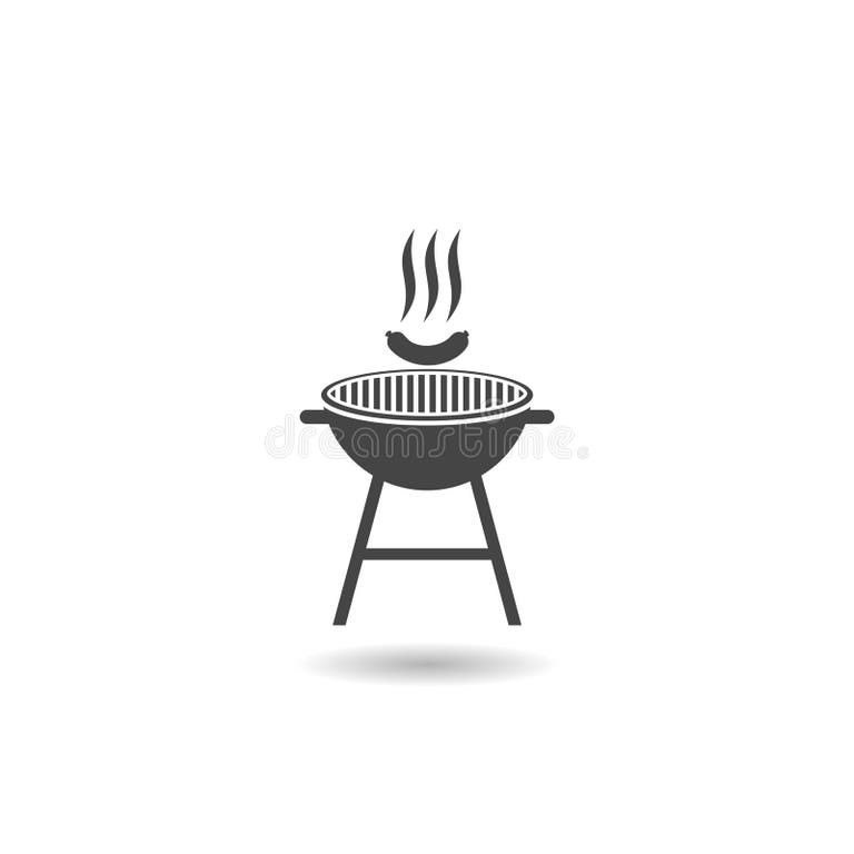 Barbecue Grill Icon with Shadow Stock Vector - Illustration of cook ...