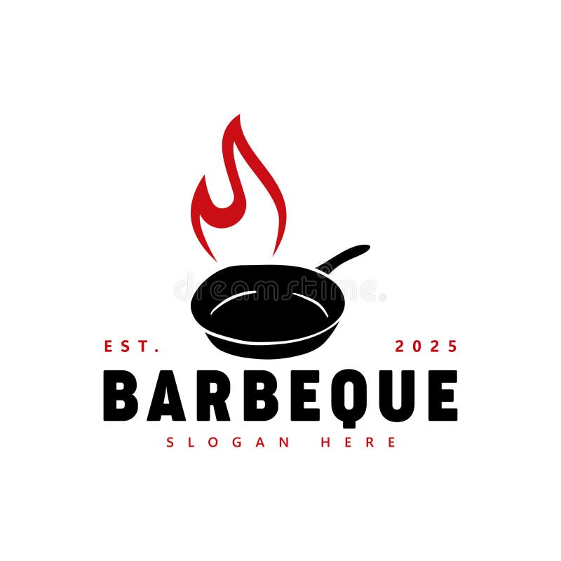Barbecue Grill Logo with Flame Design - Modern BBQ Branding. Stock ...