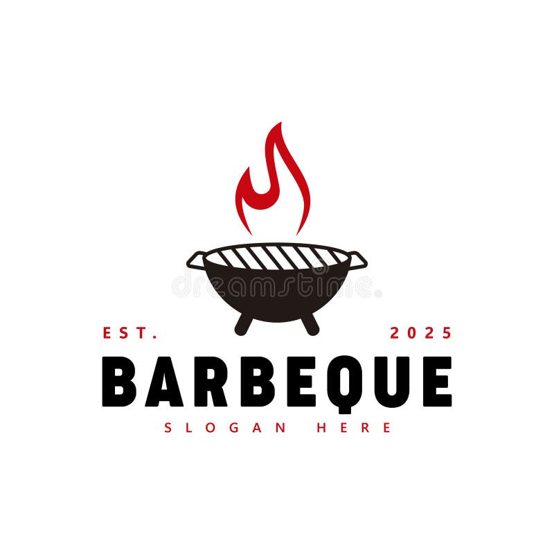 Barbecue Grill Logo with Flame Design - Modern BBQ Branding. Stock ...