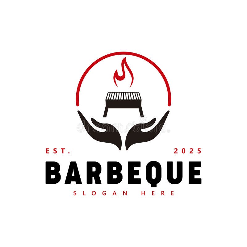 Barbecue Grill Logo with Flame Design - Modern BBQ Branding. Stock ...