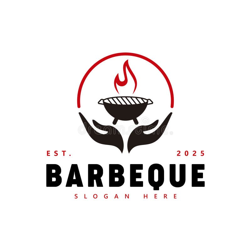 Barbecue Grill Logo with Flame Design - Modern BBQ Branding. Stock ...
