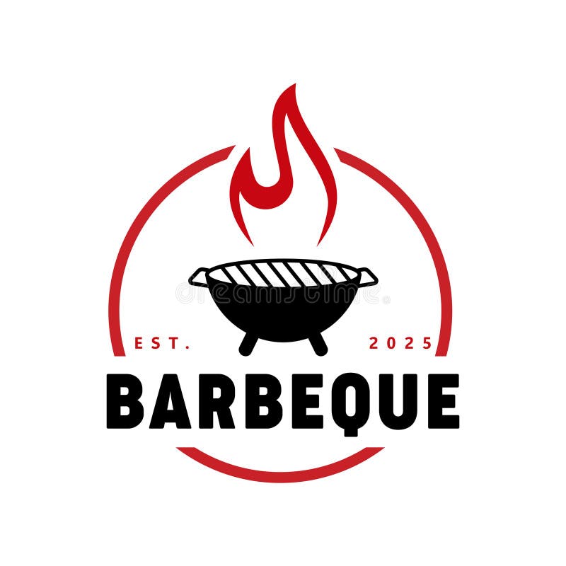 Barbecue Grill Logo with Flame Design - Modern BBQ Branding. Stock ...