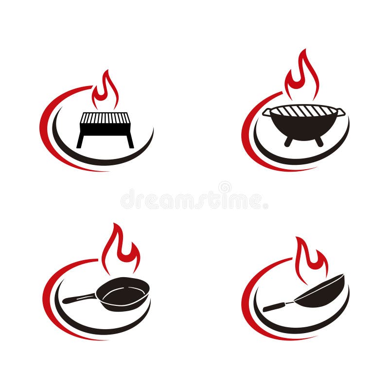 Barbecue Grill Logo with Flame Design - Modern BBQ Branding. Stock ...
