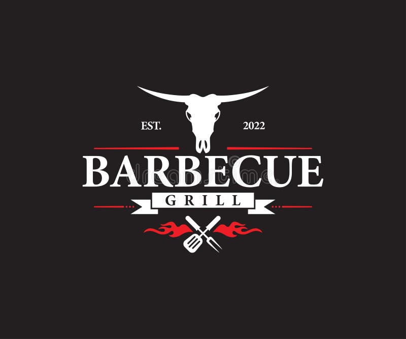 Barbecue Grill Logo. Vintage BBQ, Grill Logo Design Template Stock ...