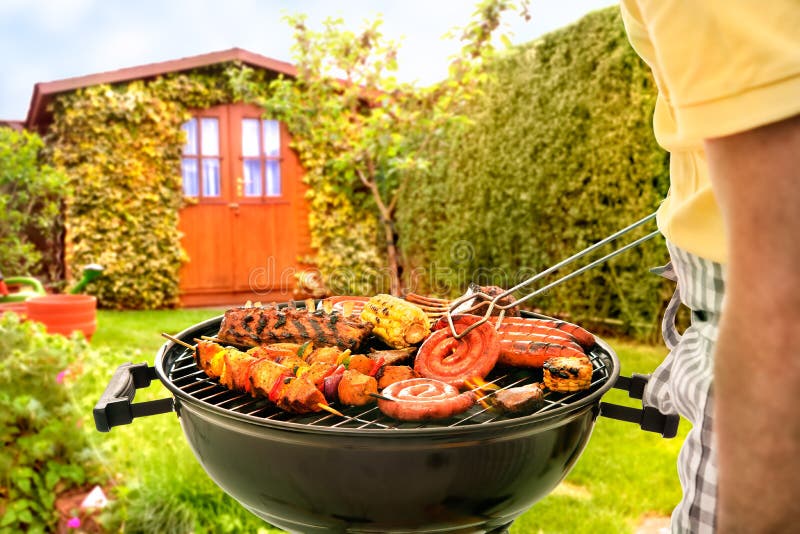Barbecue grill stock image. Image of beer, grilling, lawn - 55466815