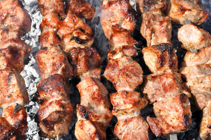 Barbecue Grill Meat, Close-up Stock Image - Image of food, lawn: 85101007