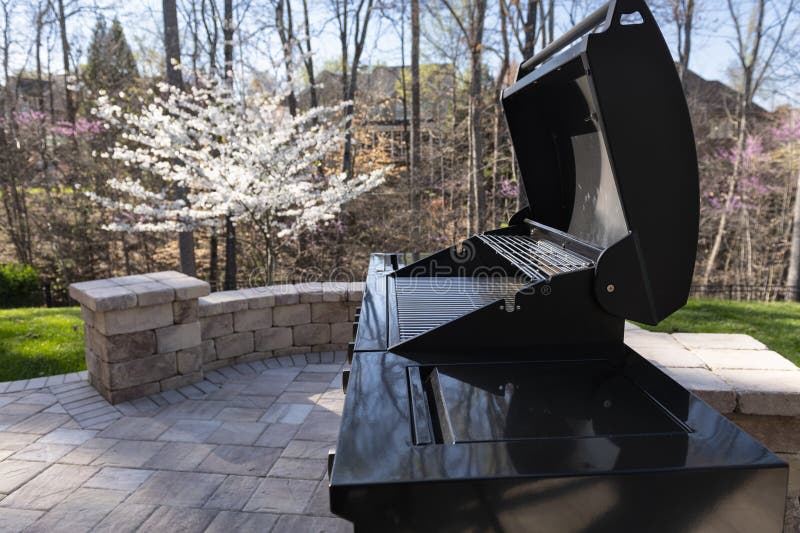 Barbecue Grill and Outdoors Garden in Springtime Stock Image - Image of ...