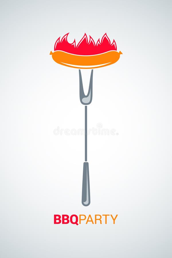 Barbecue Grill Logo. Bbq Party with Fire Flame on White Background ...