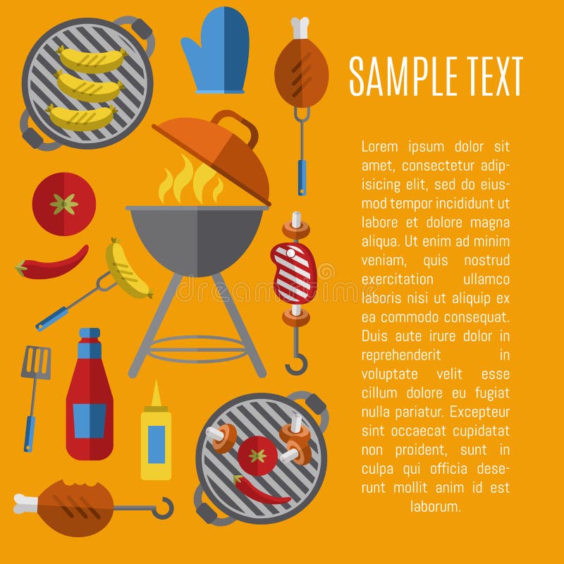 Barbecue Grill Poster, Design Template. Stock Illustration ...