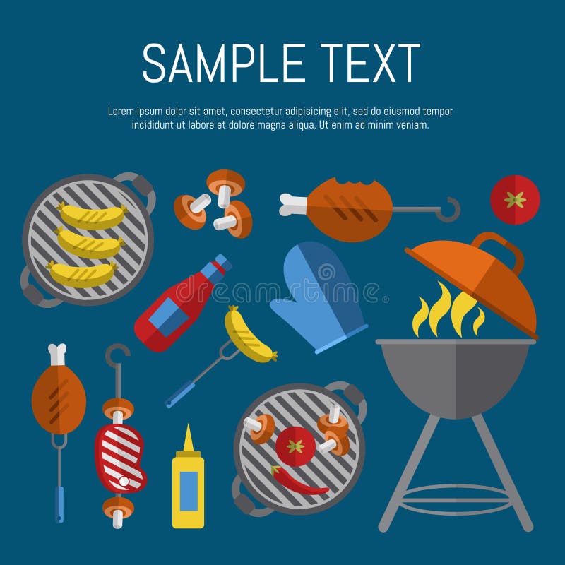 Barbecue Grill Poster, Design Template. Stock Vector - Illustration of ...